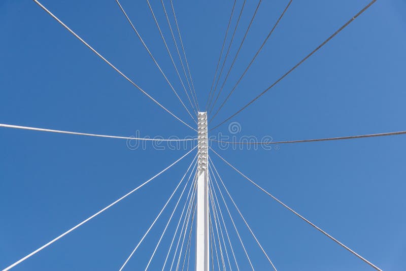 Abstract Geometric Architectural Elements of a Bridge Against Blue Sky ...