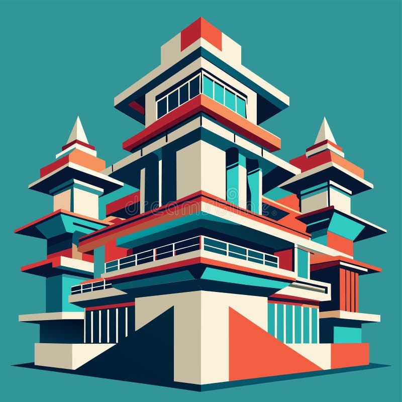 Abstract Geometric Architectural Structure with Overlapping Geometric ...