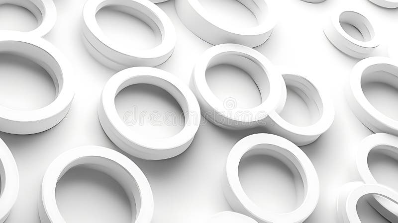 Abstract Geometric Arrangement of 3d White Rings on a White Surface ...