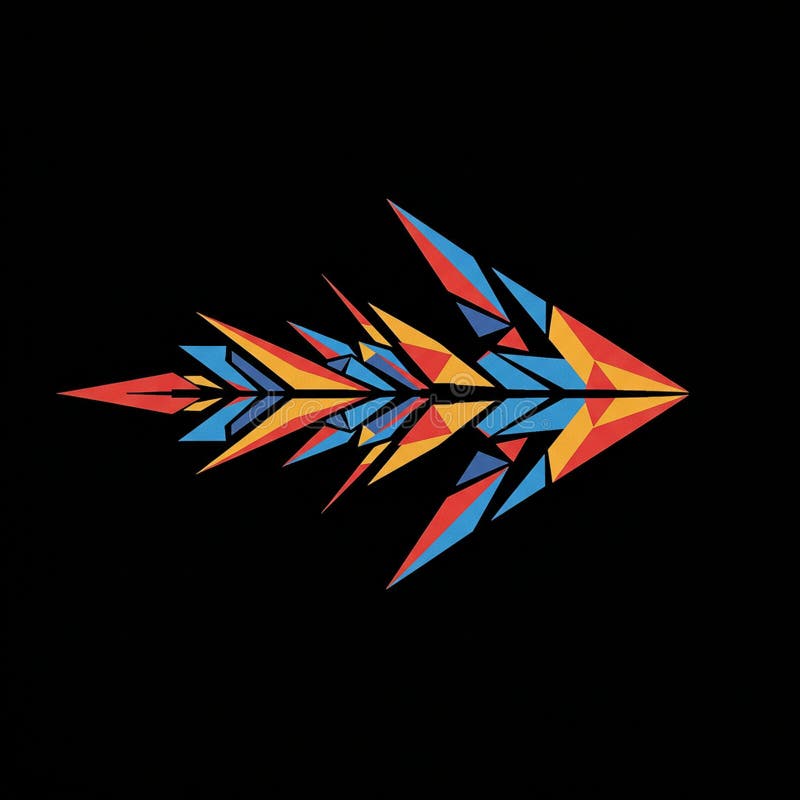 An Abstract Geometric Arrow Design on a Black Background Features ...