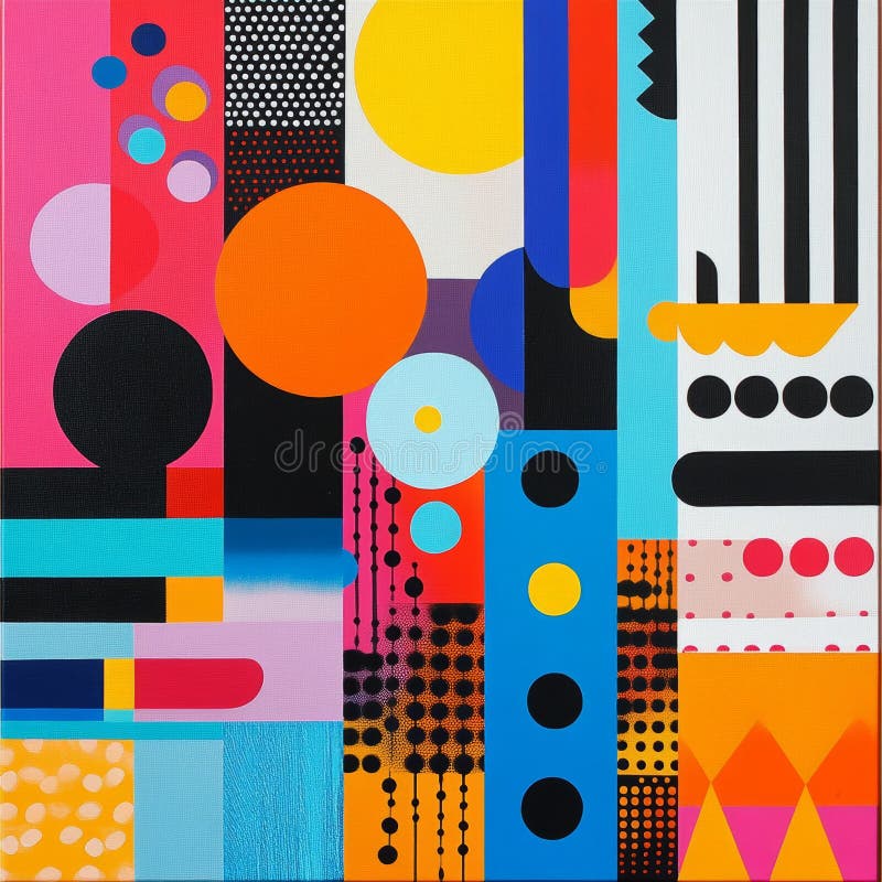 Abstract Geometric Art with Bold Colors and Patterns Stock Image ...