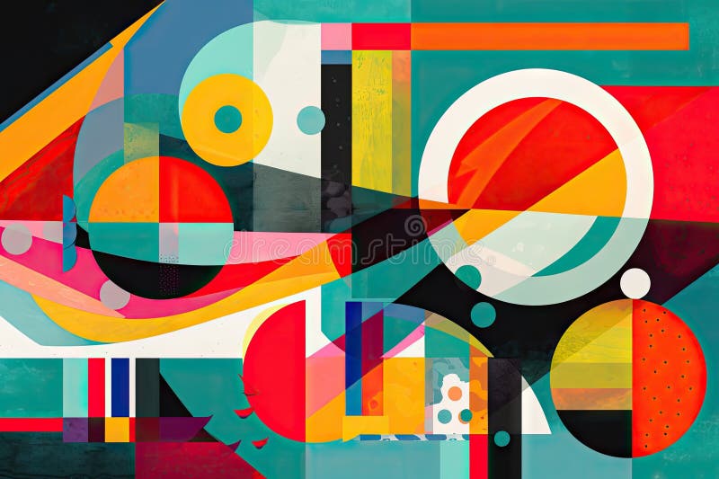 Abstract Geometric Art with Bold Lines, Shapes, and Colors Stock ...