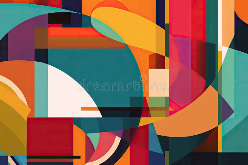 Abstract Geometric Art with Bold Lines, Shapes, and Colors Stock ...