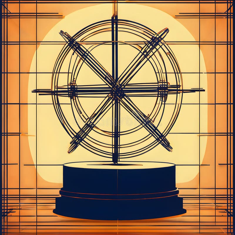 Abstract Geometric Art with Circular Structure and Grid Overlay Stock ...