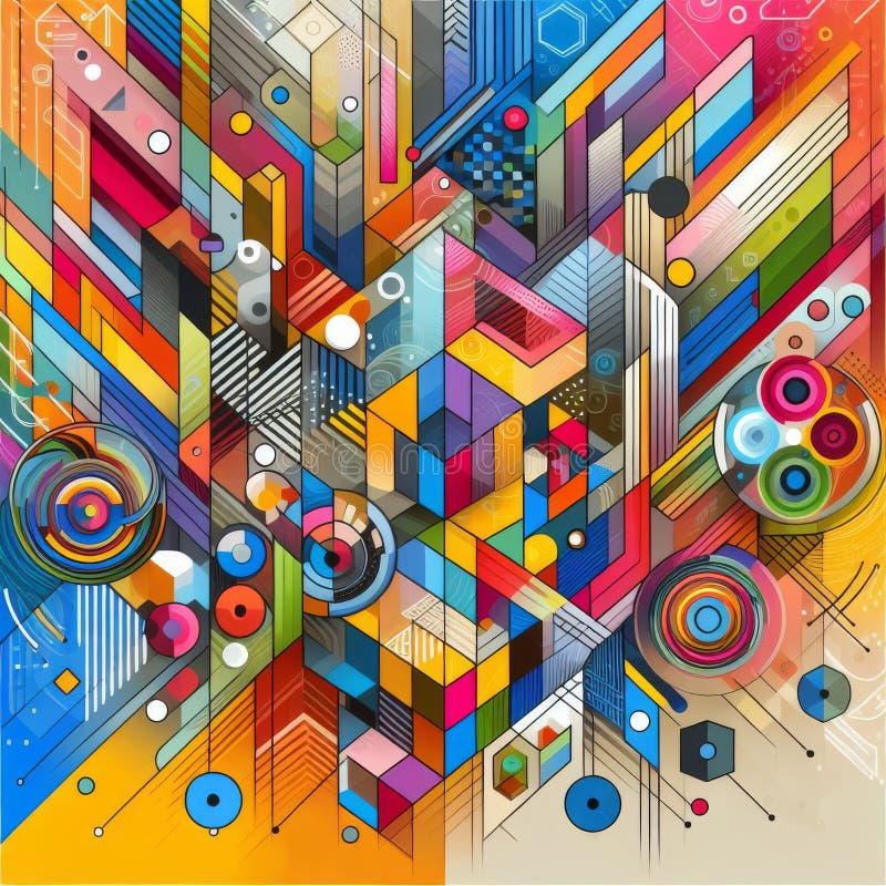 Abstract Geometric Art with Colorful Patterns Stock Photo - Image of ...