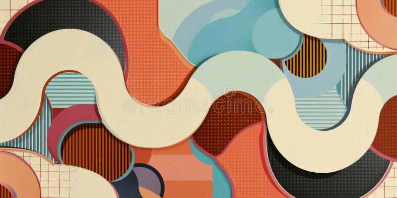 Abstract Geometric Art with Curved Shapes and Pattern. Modern Abstract ...