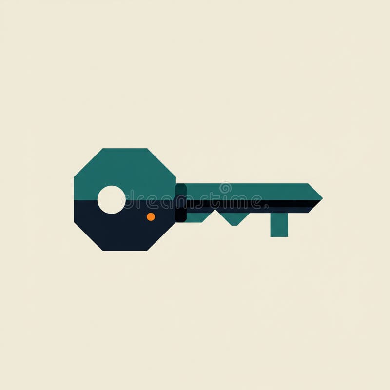 Abstract Geometric Art Featuring a Stylized Key Design. the Key Has a ...