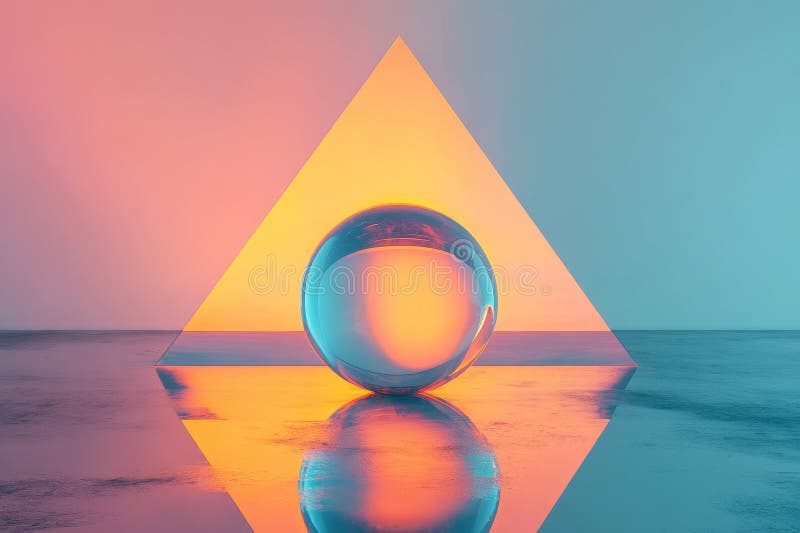 Abstract Geometric Art with Glass Sphere and Vibrant Triangle ...