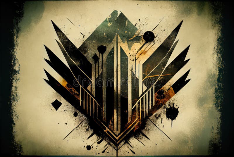 Abstract Geometric Art: a Grunge-Style Crest Design Stock Illustration ...