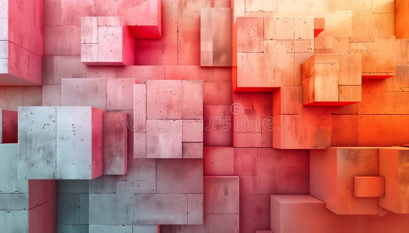 Abstract Geometric Art Installation in Shades of 13-1023 Peach Fuzz ...