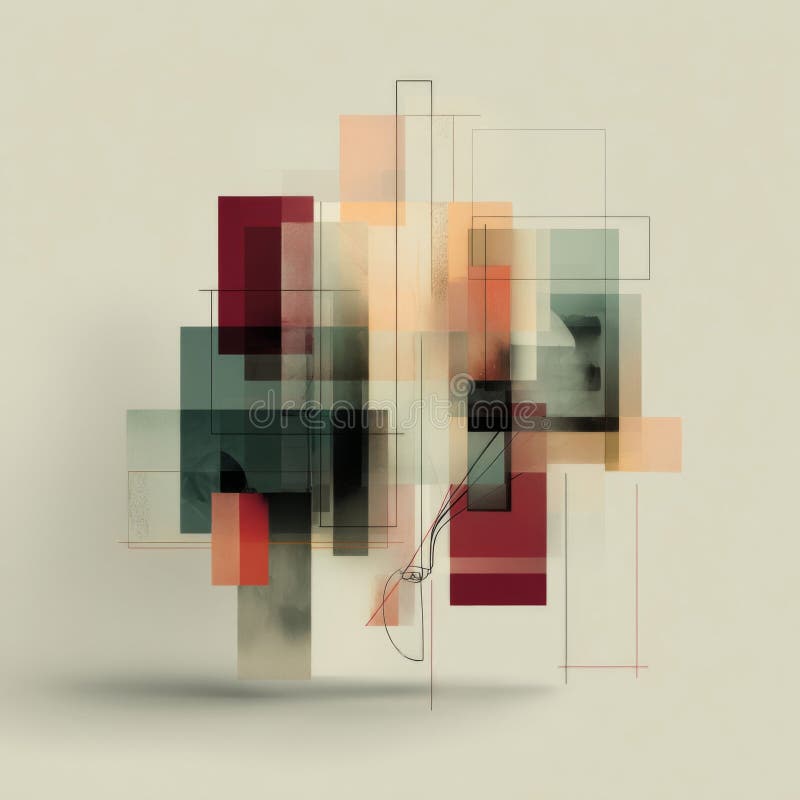 Abstract Geometric Art with Muted Color Palette Stock Illustration ...