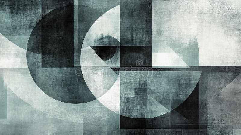 Abstract Geometric Art with Overlapping Circles and Rectangles in Muted ...