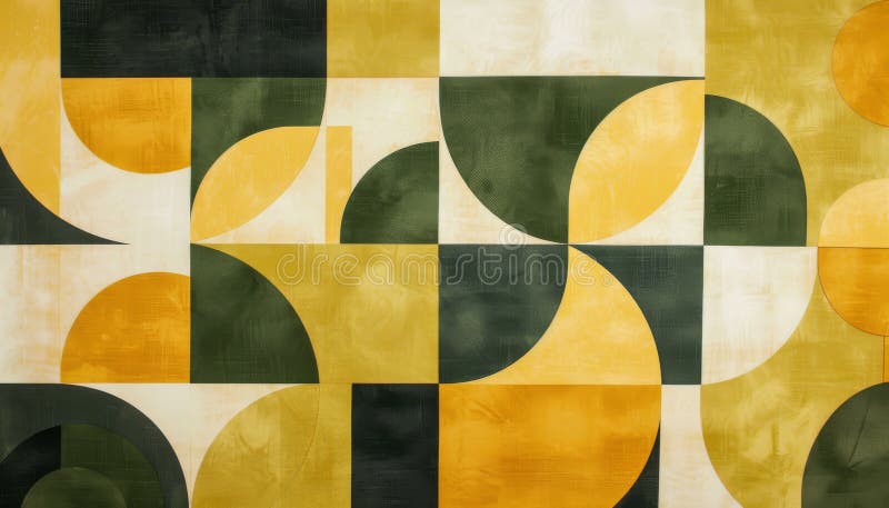 Abstract Geometric Art with Overlapping Shapes in Green and Yellow for ...