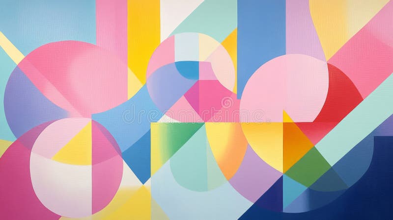 Abstract Geometric Art with Pastel Colors and Overlapping Shapes Stock ...