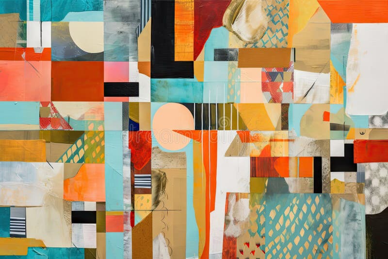 Abstract Geometric Art Piece with Pops of Color and Texture Stock ...