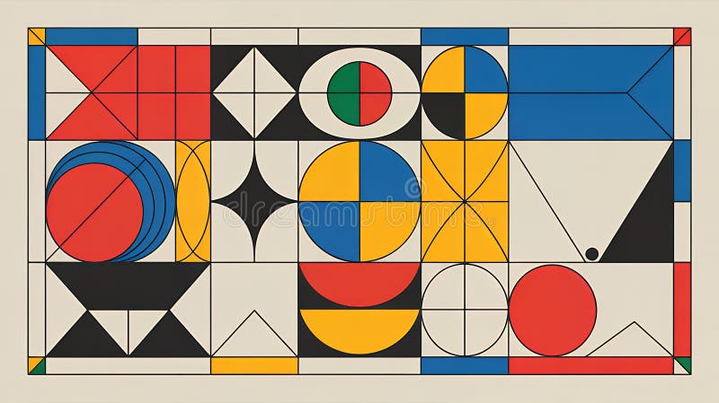 Abstract Geometric Art Print Bold Colors and Shapes for Modern Design ...