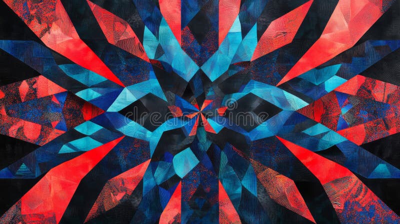 Abstract Geometric Art Red Blue Black Triangles Stock Illustration ...