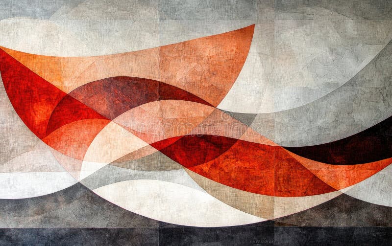 Abstract Geometric Art with Red Orange White and Gray Tones Abstract ...