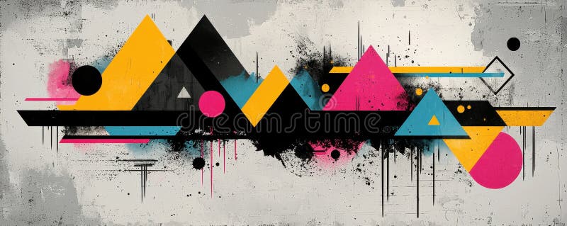 Abstract Geometric Art with Triangles and Vibrant Colors Stock Image ...