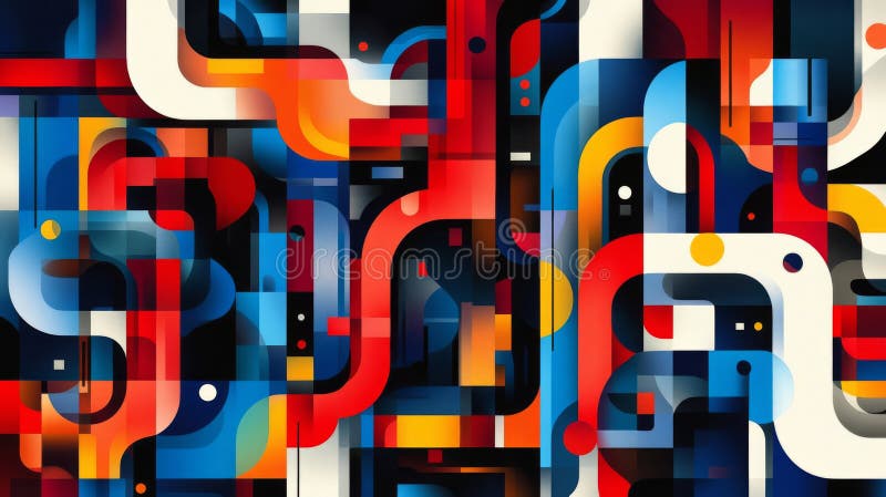 Abstract Geometric Art with Vibrant Colors and Bold Lines Stock ...