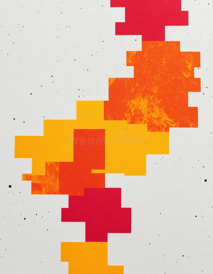 Abstract Geometric Art with Vibrant Red and Orange Gradient Blocks ...