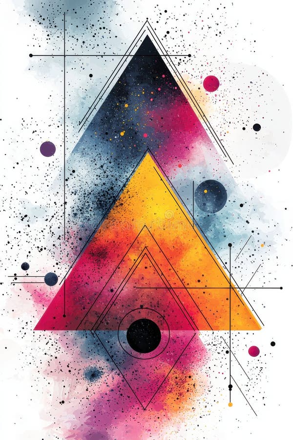 Abstract Geometric Art with Vibrant Triangle Design Stock Image - Image ...