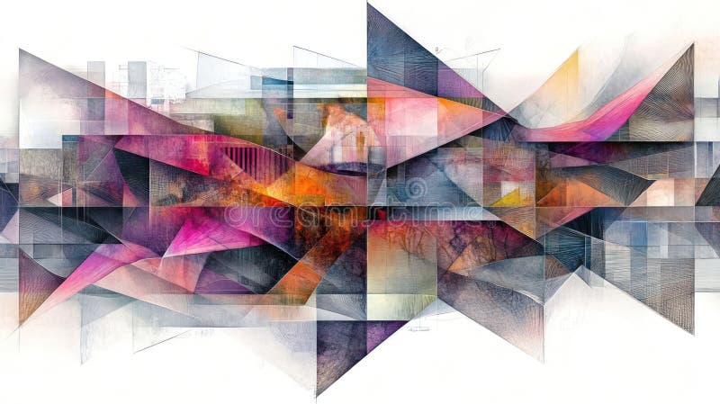 Abstract Geometric Artwork Blending Colors and Shapes, Evoking Emotion ...