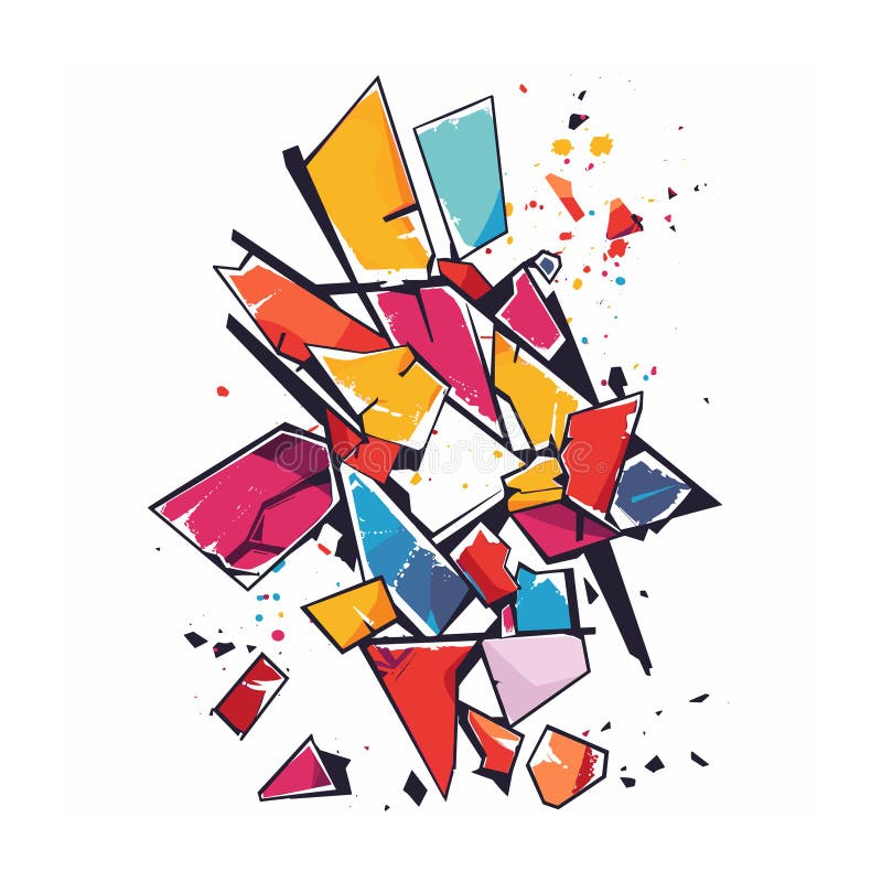 Abstract Geometric Artwork Features Vibrant Colored Shards Against ...