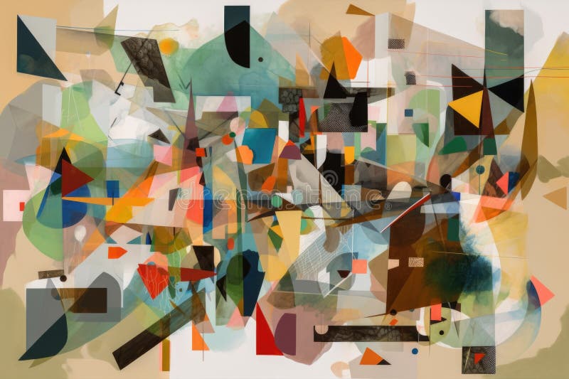 Abstract, Geometric Artwork Featuring Deconstructed and Fragmented ...