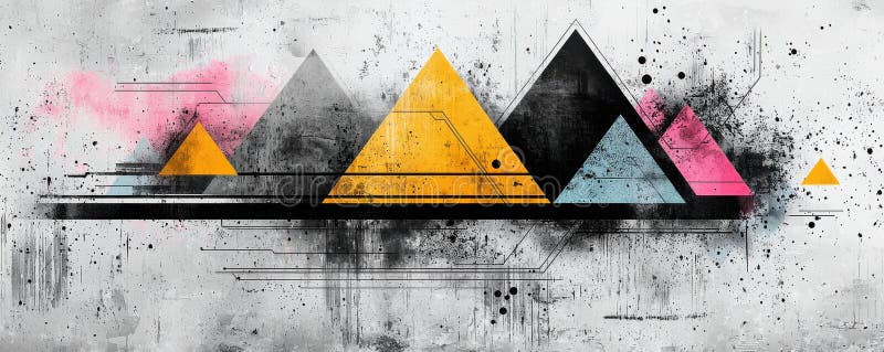 Abstract Geometric Artwork Featuring Triangles and Lines in Vibrant ...