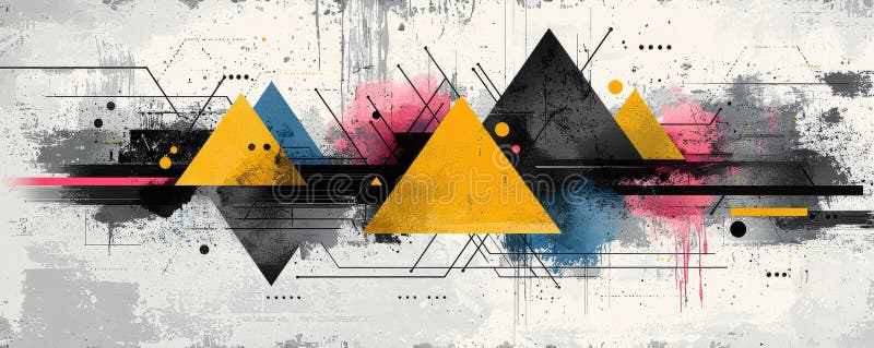 Abstract Geometric Artwork Featuring Triangles and Lines in Vibrant ...