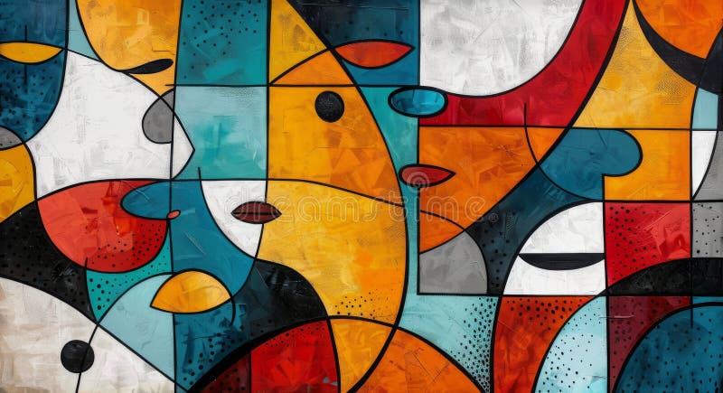 Abstract Geometric Artwork Featuring Vibrant Colors and Distinct Eye ...