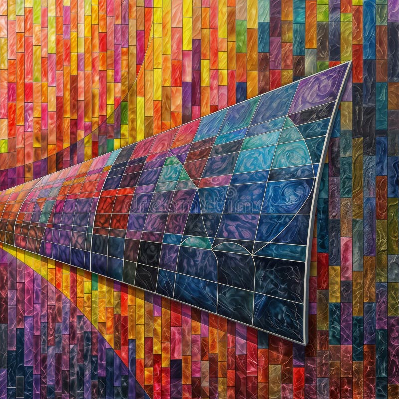 Geometric Mosaic: Vibrant Rectangles & Prism, Generative Ai Stock ...
