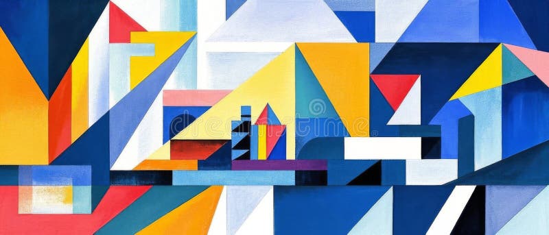 Abstract Geometric Artwork with Interlocking Shapes and Bold Colors in ...