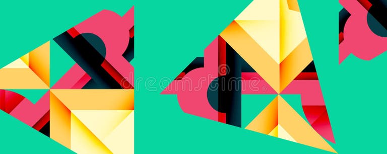 Abstract Geometric Artwork with Interwoven Angular and Curved Shapes ...
