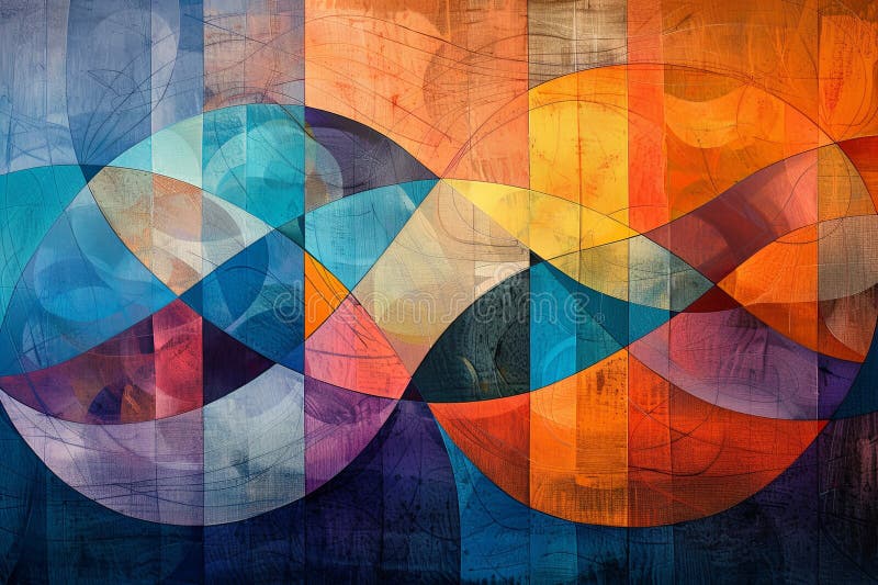Abstract Geometric Artwork With Overlapping Circles And A Vibrant