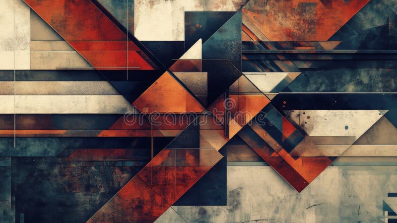 Abstract Geometric Artwork with Red and Brown Triangles Stock ...