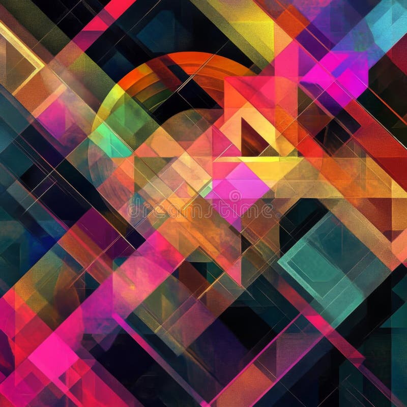 Abstract Geometric Artwork with Vibrant Colors and Overlapping Shapes ...