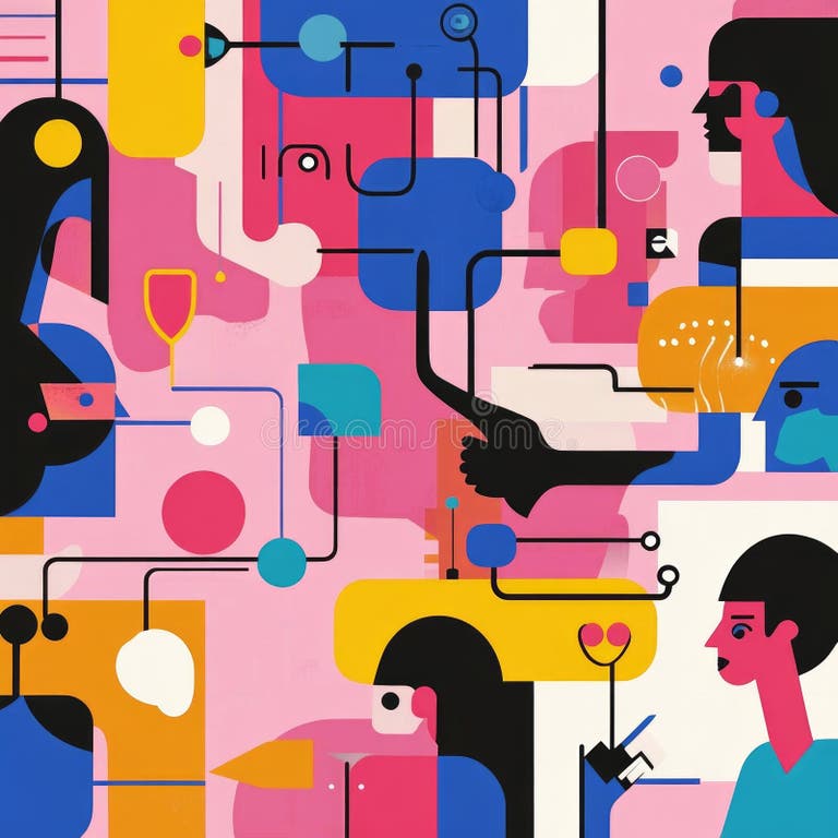 Dynamic Geometric Artwork Featuring Vibrant Colors Interconnected ...