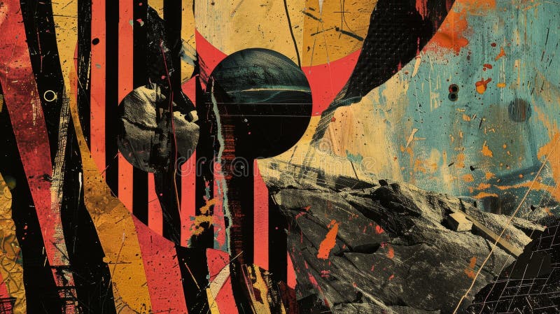 Abstract Geometric Artwork with Vibrant Colors and Textured Layers ...