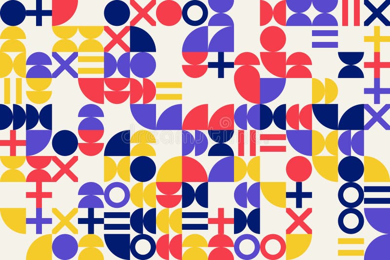 Abstract Geometric Background, Bauhaus Style, Seamless Vector Geo Pattern, Simple Flat Style ...