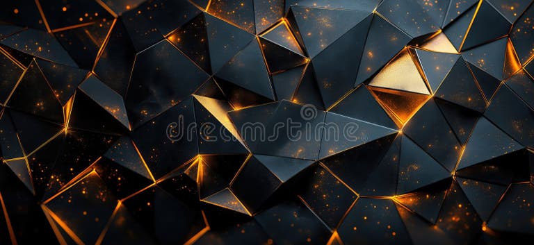 Abstract Geometric Background with Black and Gold Triangular Shapes and ...