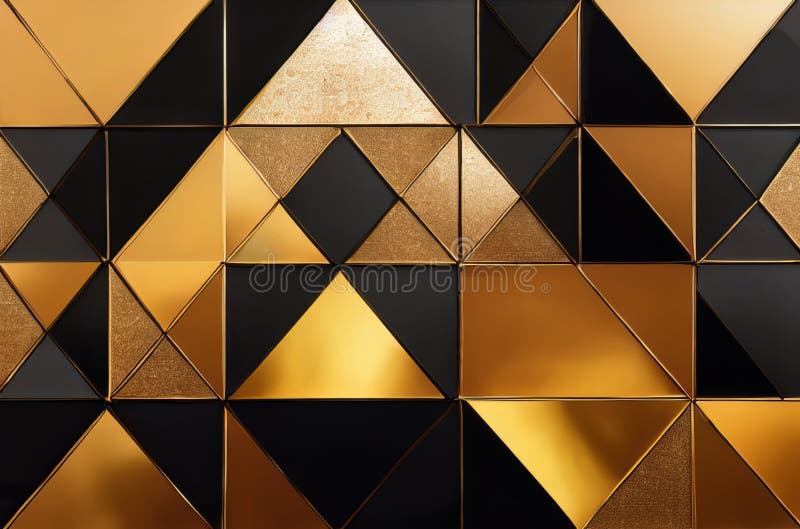 Abstract Geometric Background with Black and Golden Concrete Tile ...