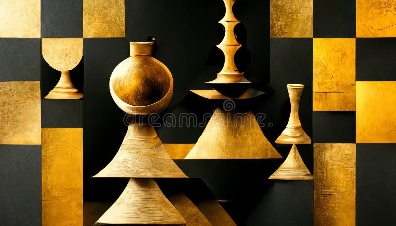 Abstract Geometric Background with Black and Golden Concrete Tile ...