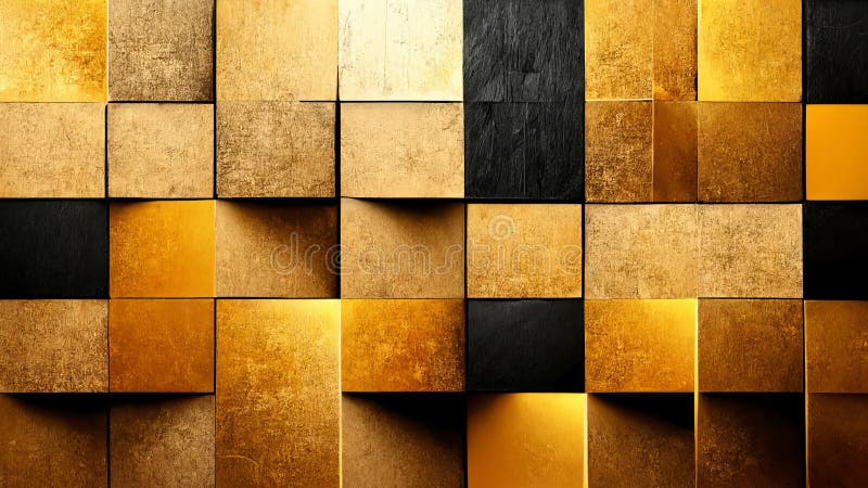 Abstract Geometric Background with Black and Golden Concrete Tile ...