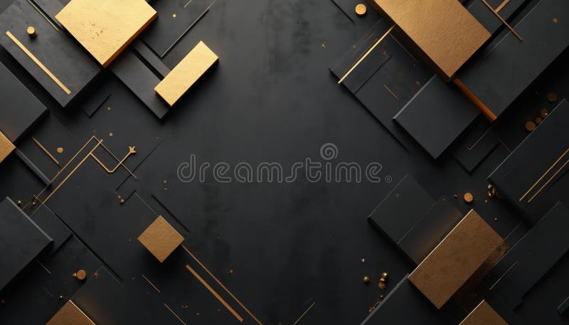 Abstract Geometric Background with Black and Golden Shapes. Corporate ...