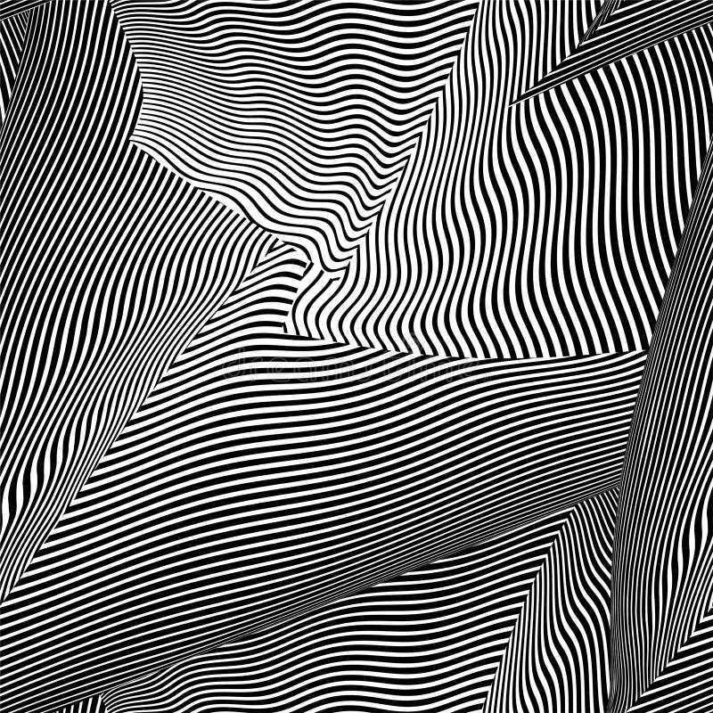 Abstract Geometric Background with Black Linear Moire Effect. Stock ...