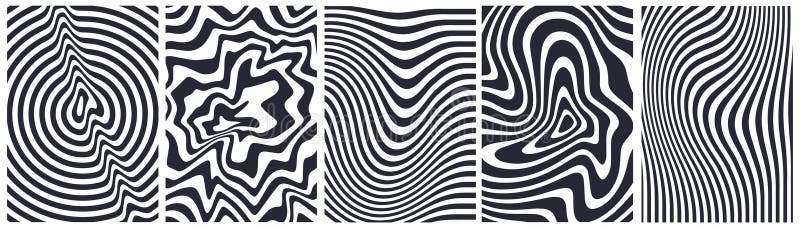 Abstract Geometric Background with Black and White Waves. Vector ...
