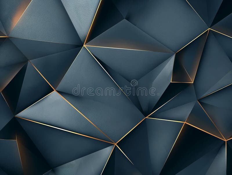 Abstract Geometric Background with Blue Polygons and Gold Lines Stock ...