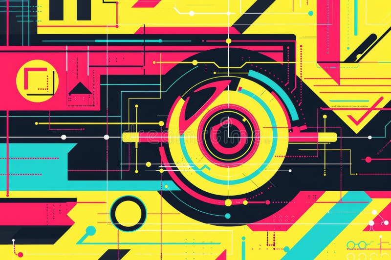 Abstract Geometric Background with Circles, Lines, and Vivid Colors for ...